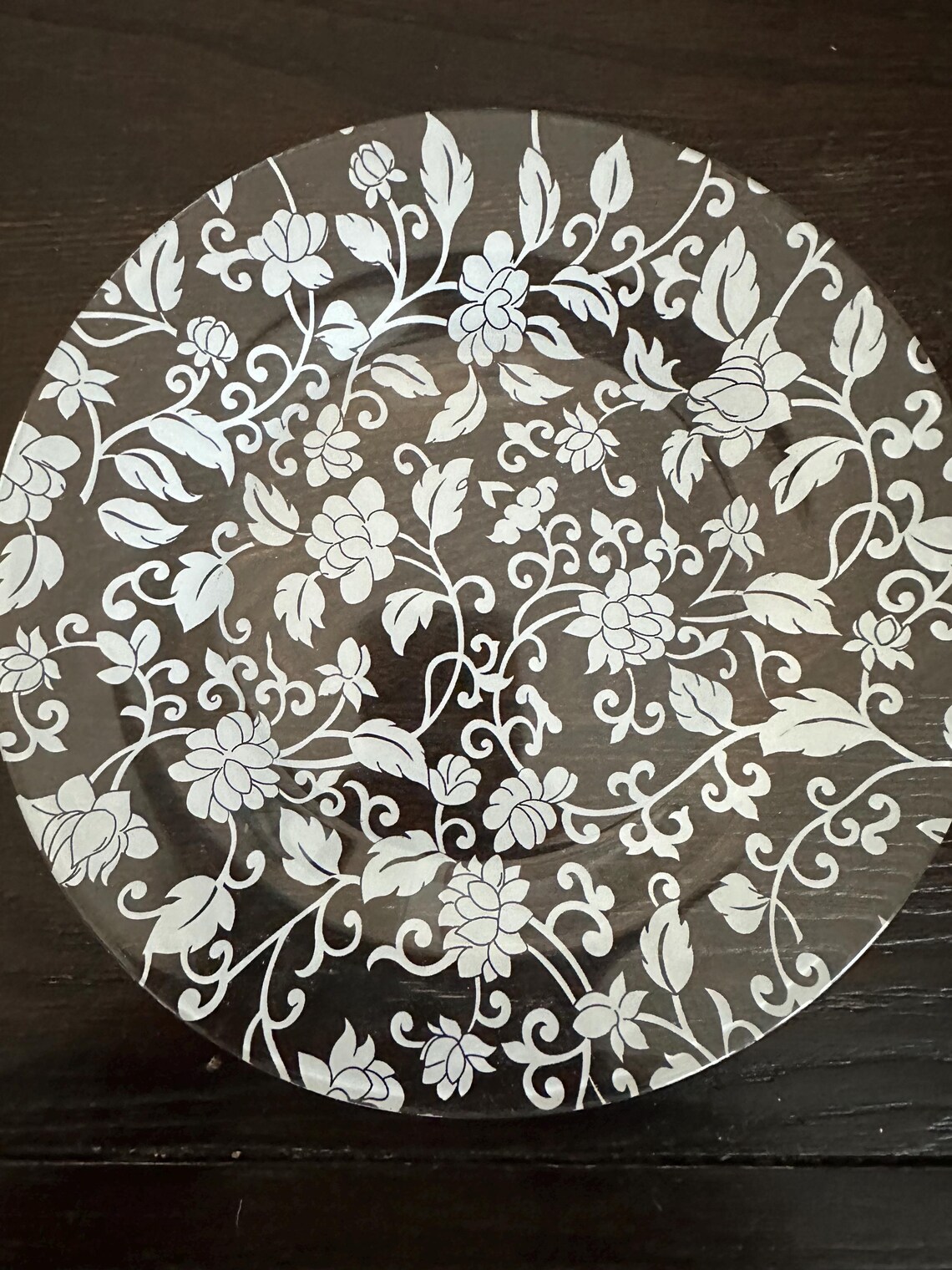 Crate and Barrel Clear Glass Plates With White Floral Pattern - Etsy
