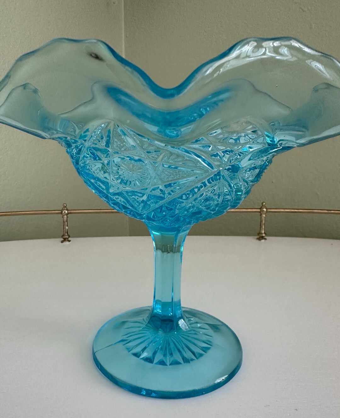 Blue Depression Glass Compote/fruit Bowl - Etsy