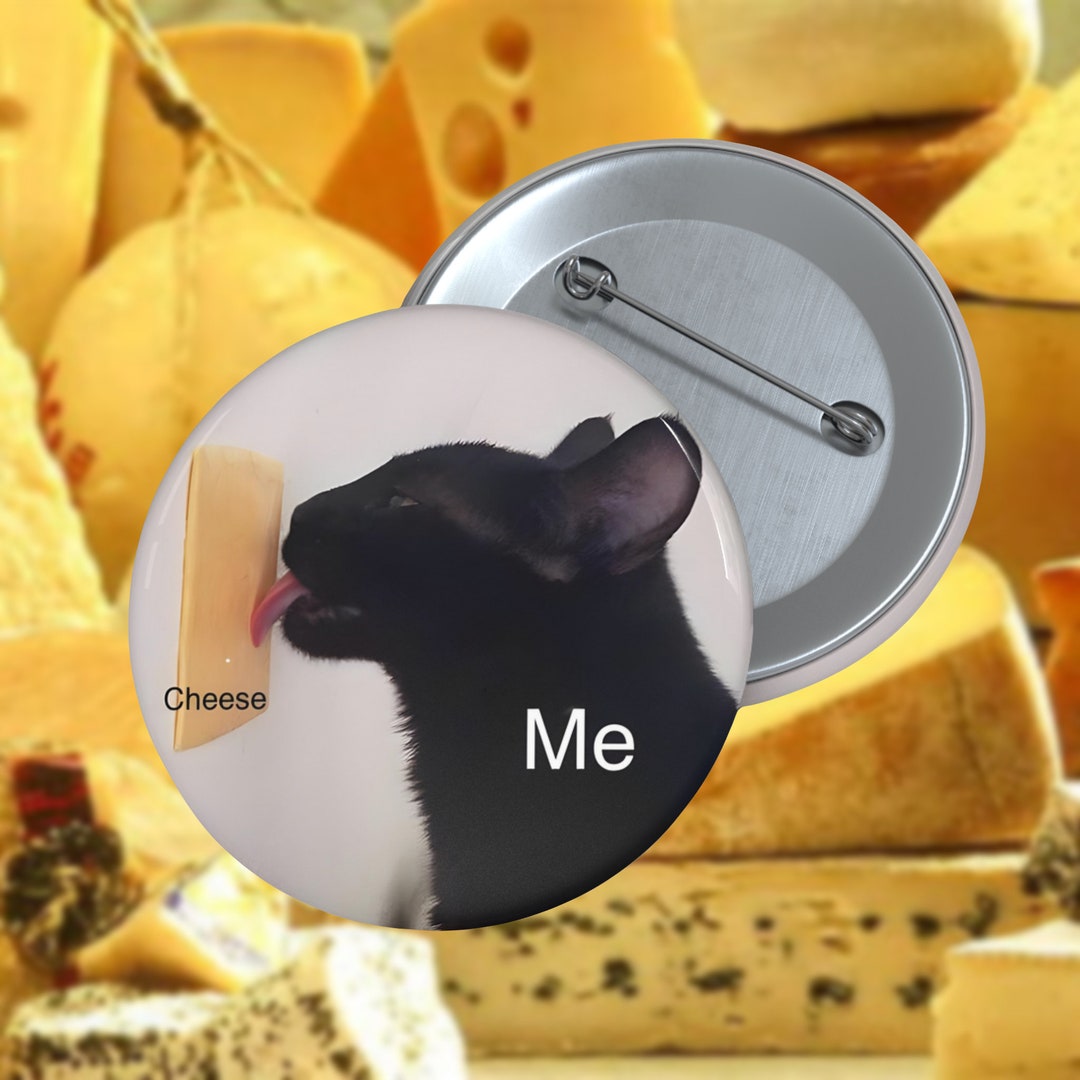 Cursed Cheese Cat Meme Pin Button, Funny Meme Pin, Weird Pin, Joke Gift ...