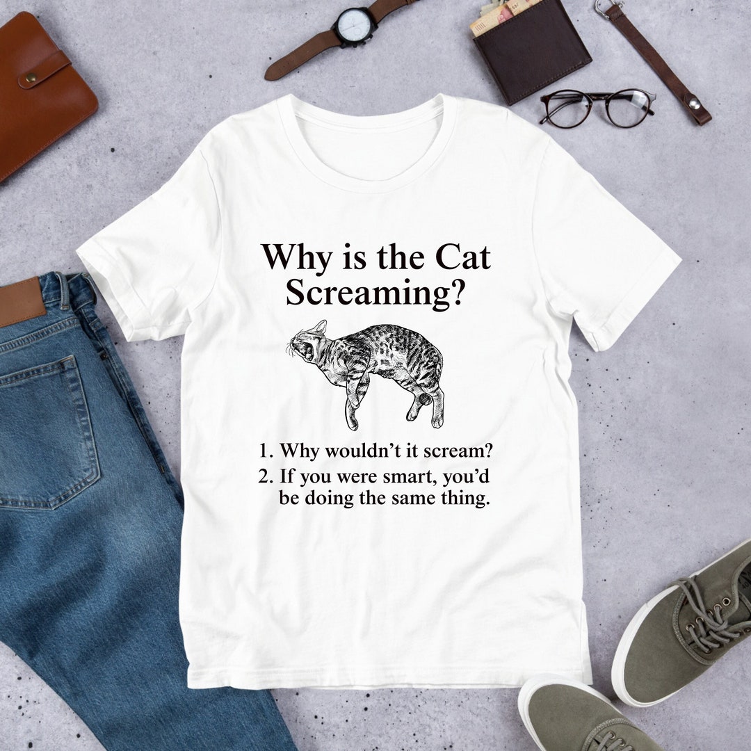 Why is the Cat Screaming, Funny Meme Shirt, Ironic Shirt, Cat Lover ...