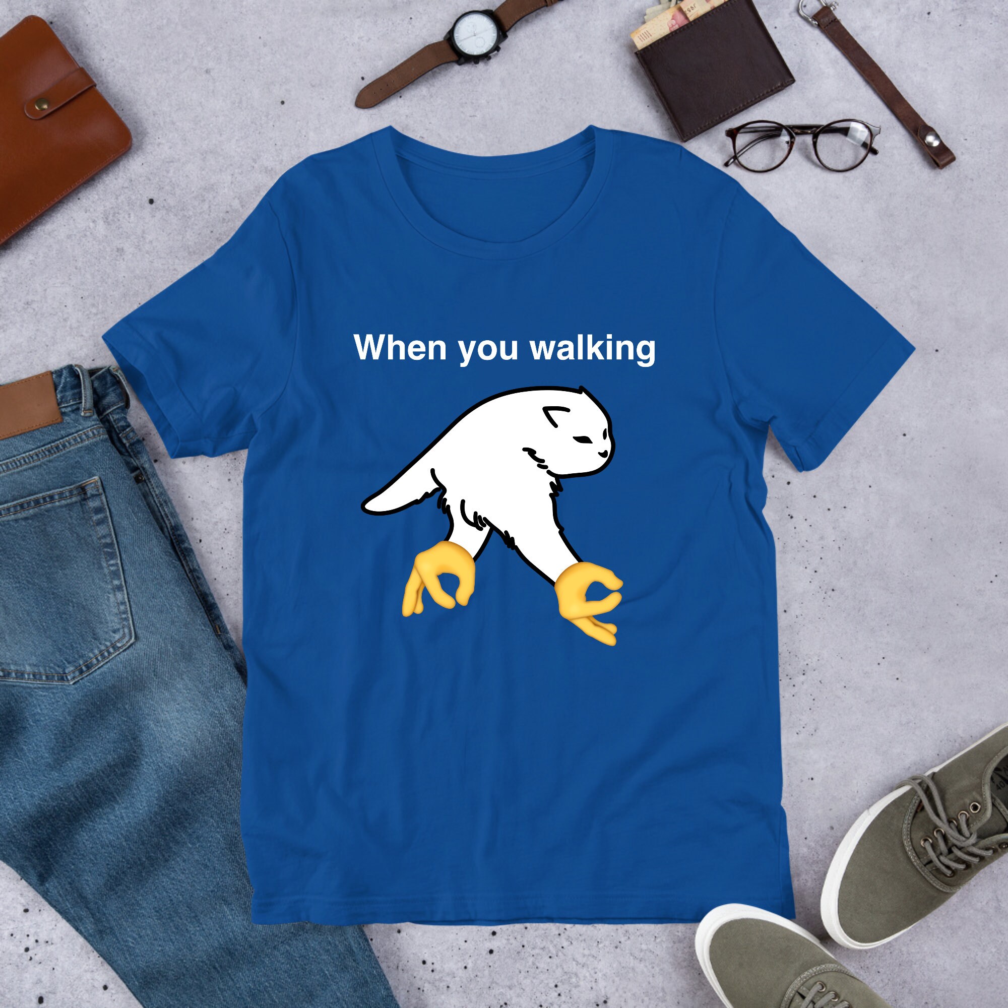 When You Walking Cursed Cat Meme, Funny Cat Meme Shirt, Ironic Shirt ...