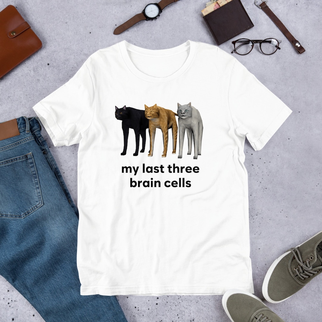 My Last Three Brain Cells Cats, Funny Meme Shirt, Ironic Shirt, Cat ...