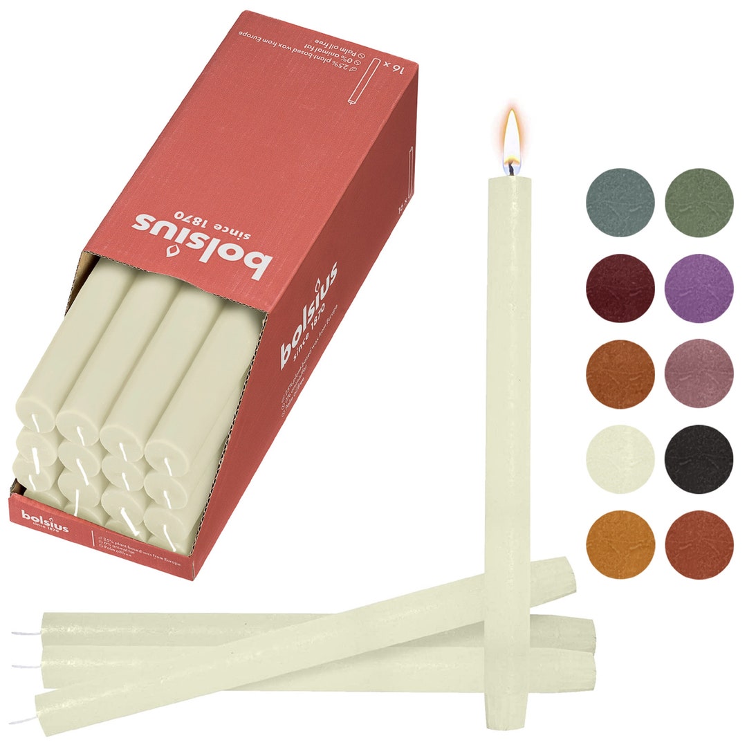 Bolsius 10.5 Inch Natural Rustic Taper Candles 16 Pack Elegant Décor ...