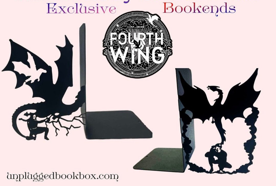 Fourth Wing Black Metal Bookends Cutout Xaden Riorson Violet Sorrengail ...