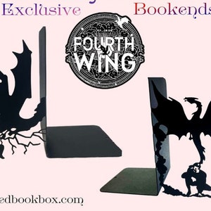 Fourth Wing Black Metal Bookends Cutout Xaden Riorson Violet Sorrengail ...