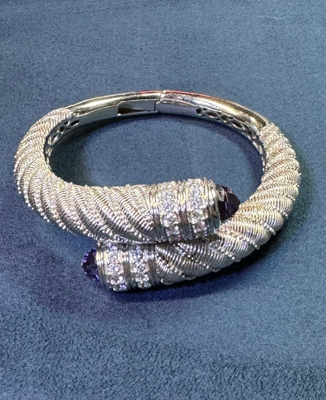 Judith Ripka Vintage Amethyst and CZ Hinged Bangle - Etsy