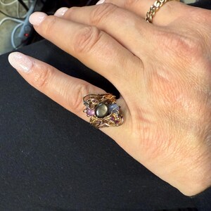 Vintage TY Lee TYL Star Sapphire Star Ruby Double Dragon Ring 14k Gold ...