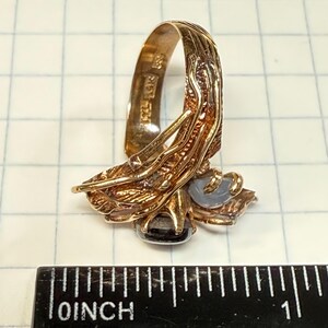 Vintage TY Lee TYL Star Sapphire Star Ruby Double Dragon Ring 14k Gold ...
