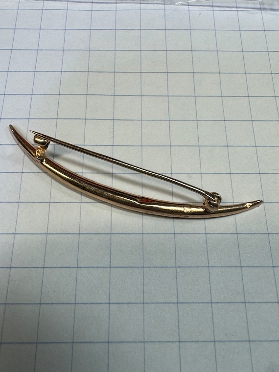 Antique Krementz New Moon Crescent Moon 14k Gold Pin - Gem