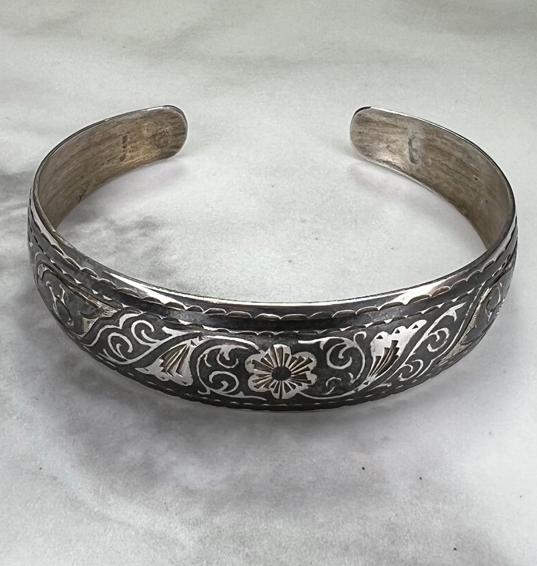 Vintage Niello Russian Silver Bangle - Etsy