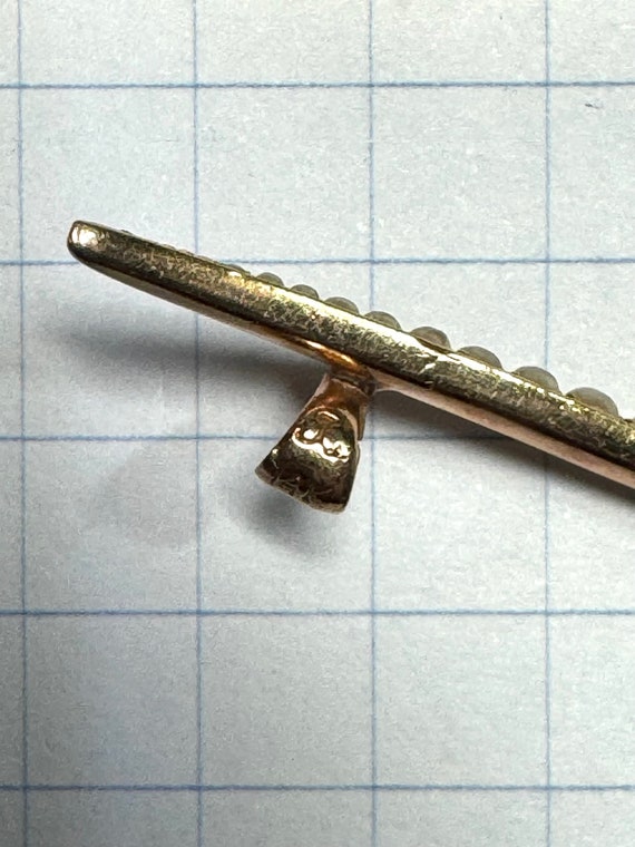 Antique Krementz New Moon Crescent Moon 14k Gold Pin - Gem