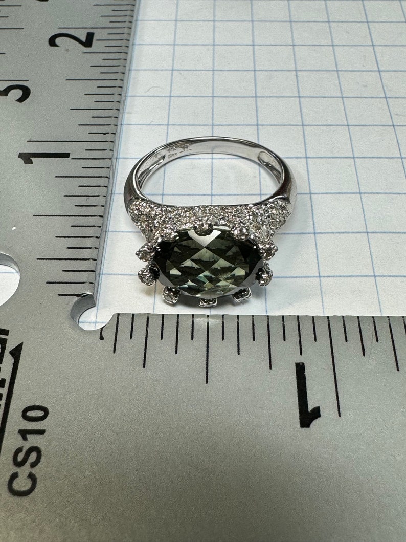 Levian Vintage Verdelite Green Tourmaline and Diamond Ring 14k White ...