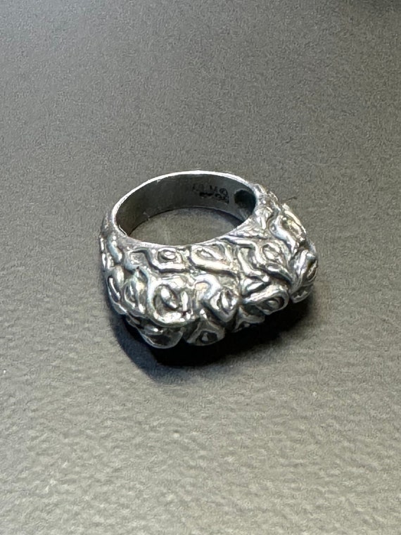 Dian Malouf Vintage Leaf Pattern Ring size 6.5 Sterli… - Gem