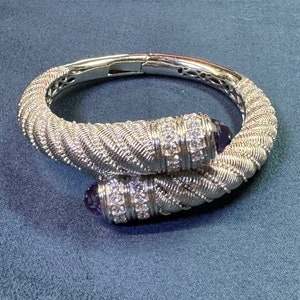 Judith Ripka Vintage Amethyst and CZ Hinged Bangle - Etsy