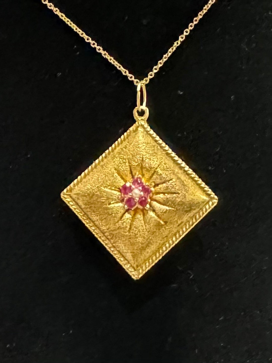 Vintage 14k Gold Multi Picture Locket Ruby Sapphire Pearl - Etsy