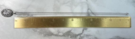 Antique Sterling Silver Repoussé Flower Pendant - Gem