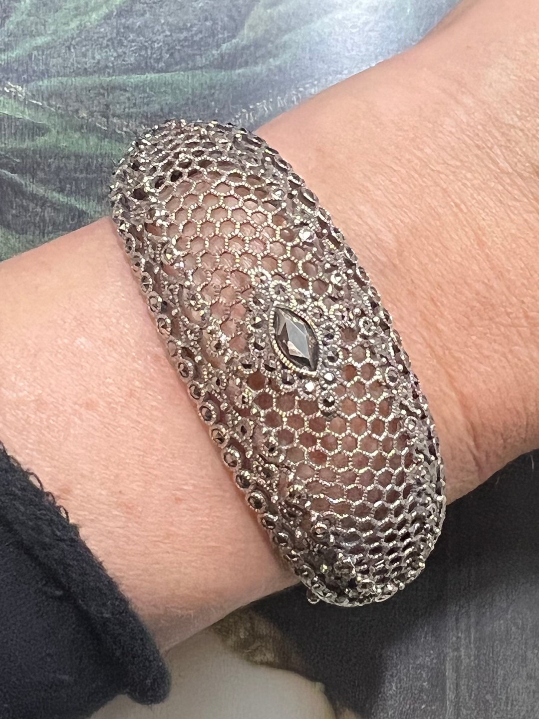 Vintage Judith Jack Sterling Silver Marcasite Bangle Bracelet - Etsy