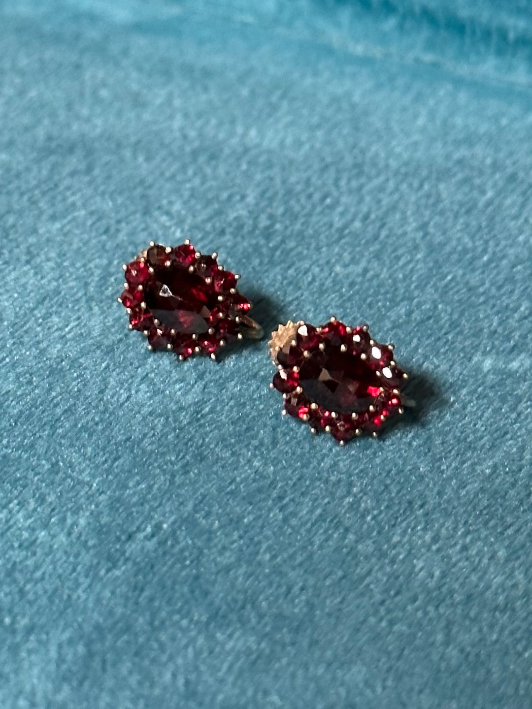 Antique Bohemian Garnet Screw Back Earrings - Etsy