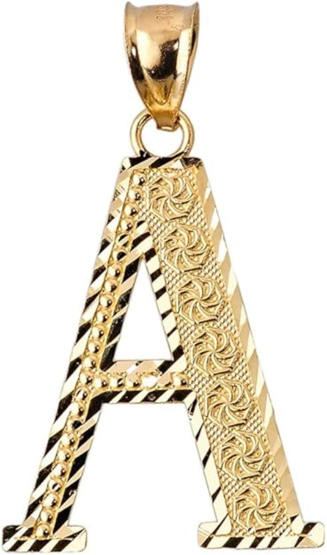 Nexus Bling - NB 10K Yellow Gold Initial Pendant Diamond Cut Style - Etsy