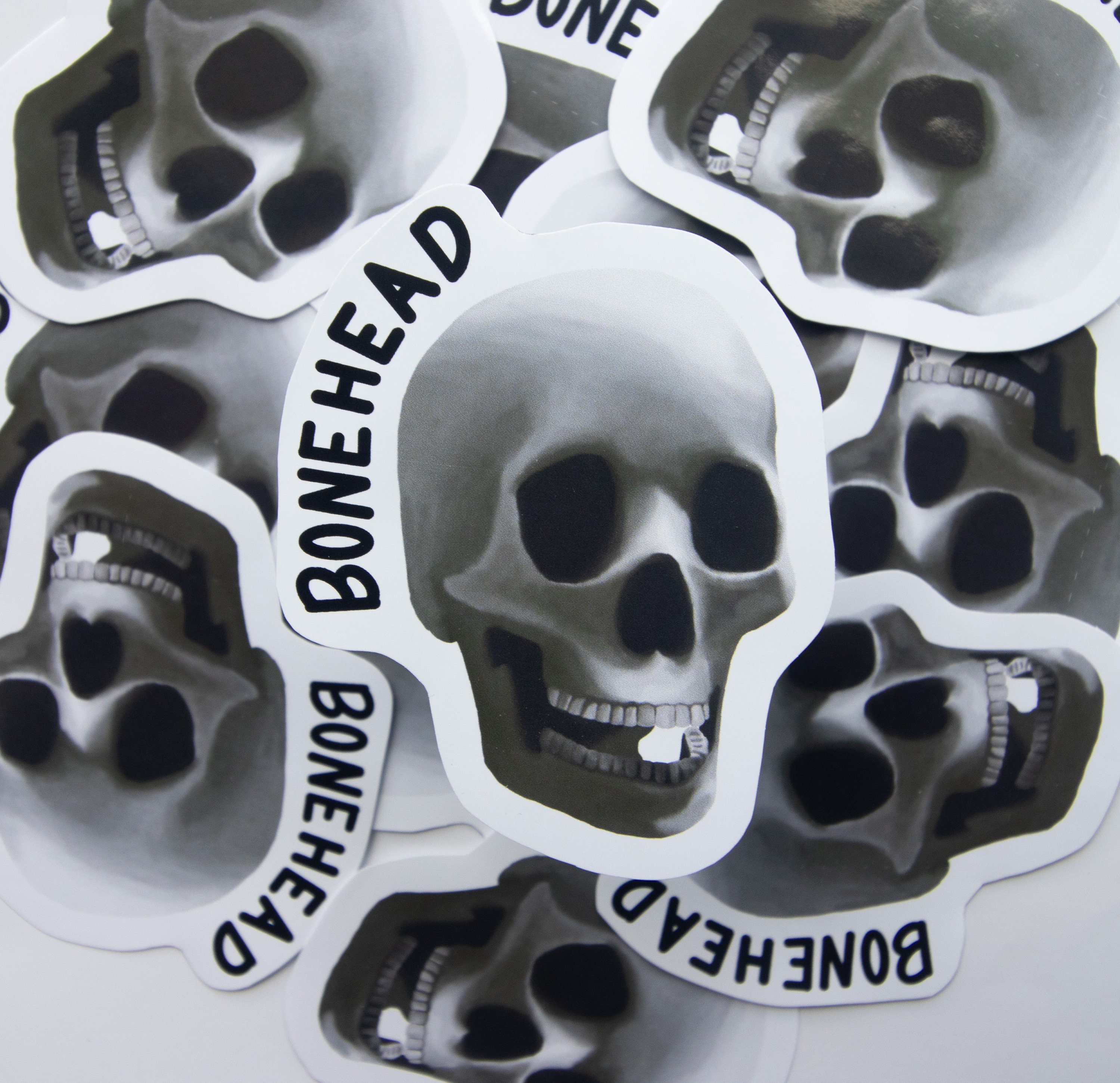 Skull Pun Sticker, Bonehead Sticker, Skull Sticker for Laptop, Skull ...