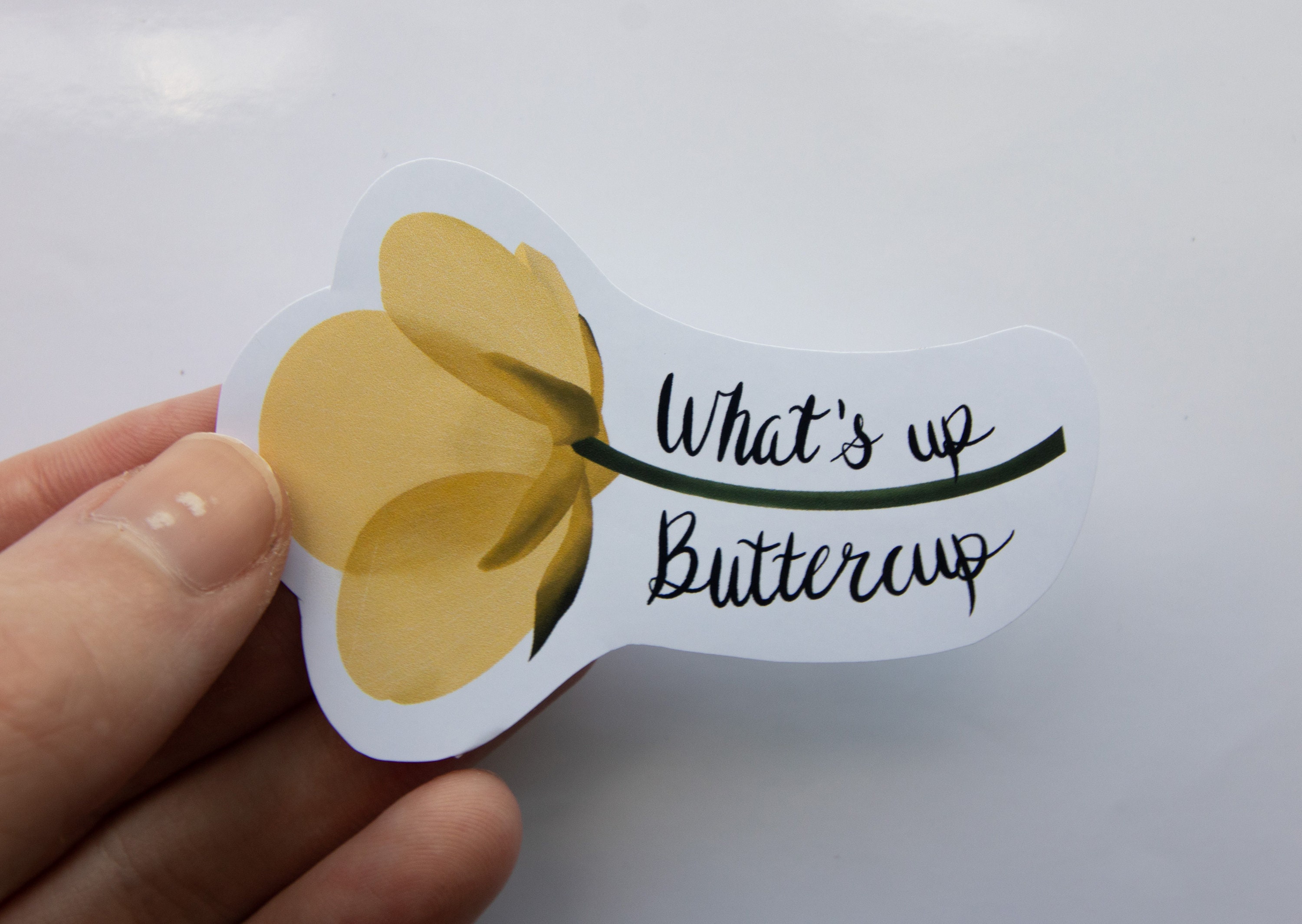 Buttercup Flower Sticker, Buttercup Pun Sticker, Flower Vinyl Sticker ...