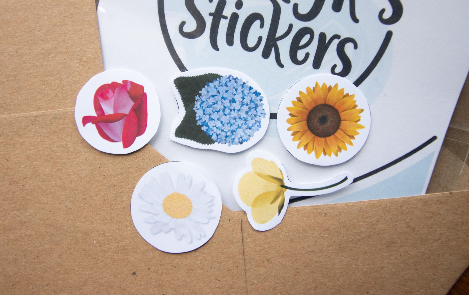 Mini Flower Stickers, Five Flower Stickers, Vinyl Flower Stickers ...