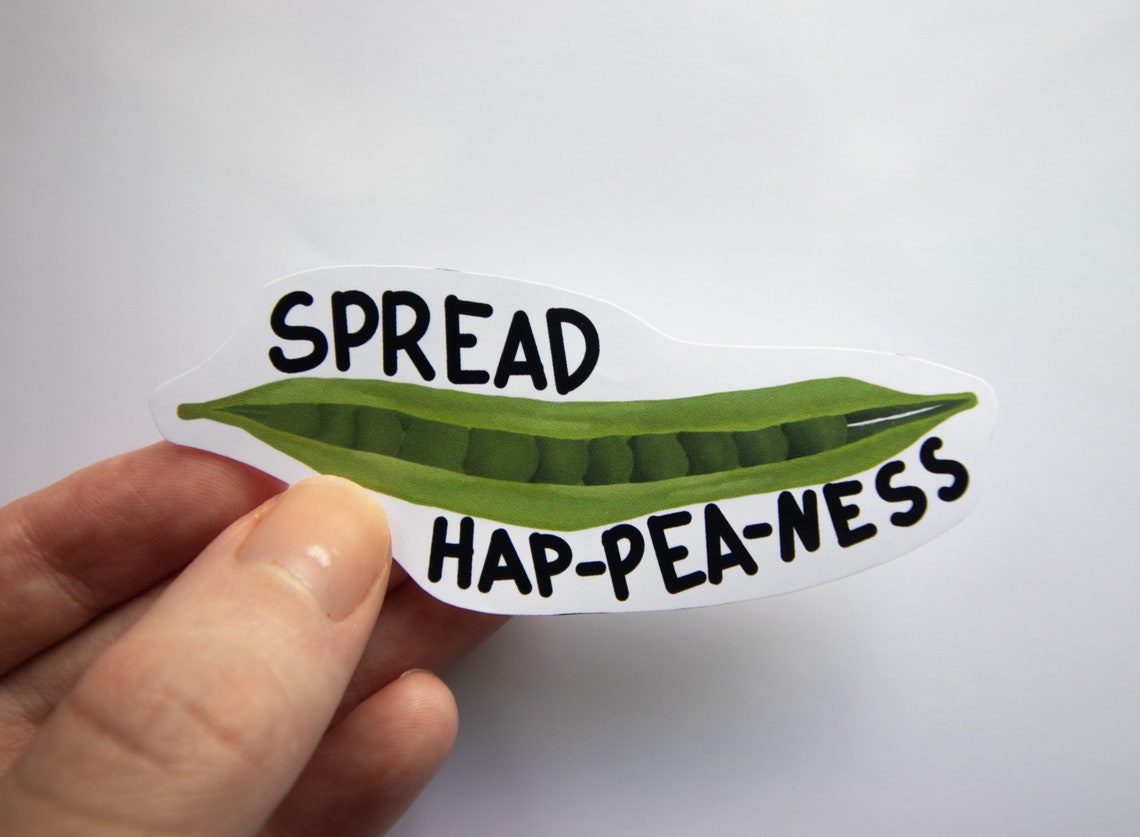Pea Pun Sticker Positivity Sticker Green Positive Sticker - Etsy