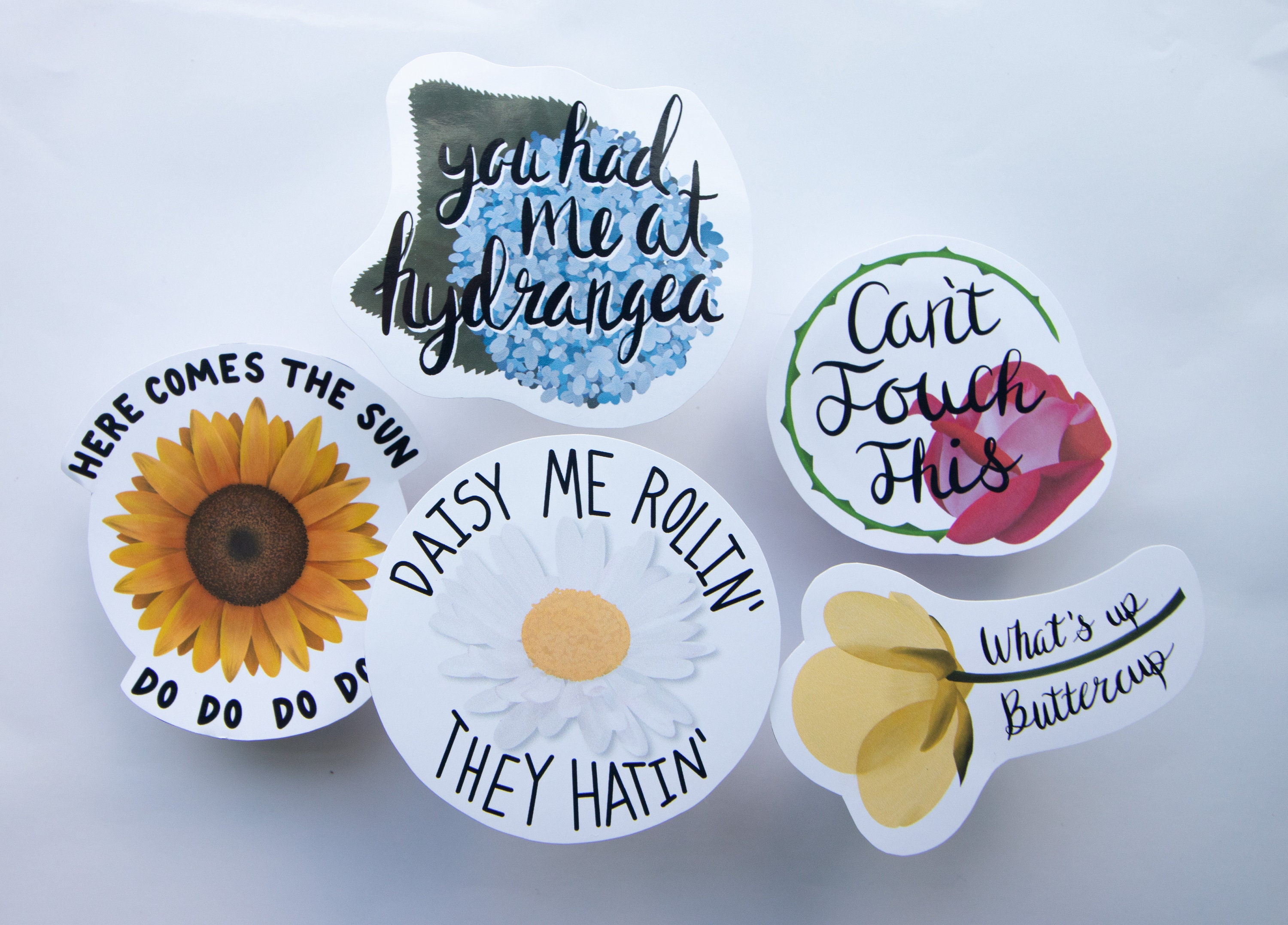 Flower Pun Sticker Pack, Flower Sticker Pack, Five Flower Pack, Flower ...