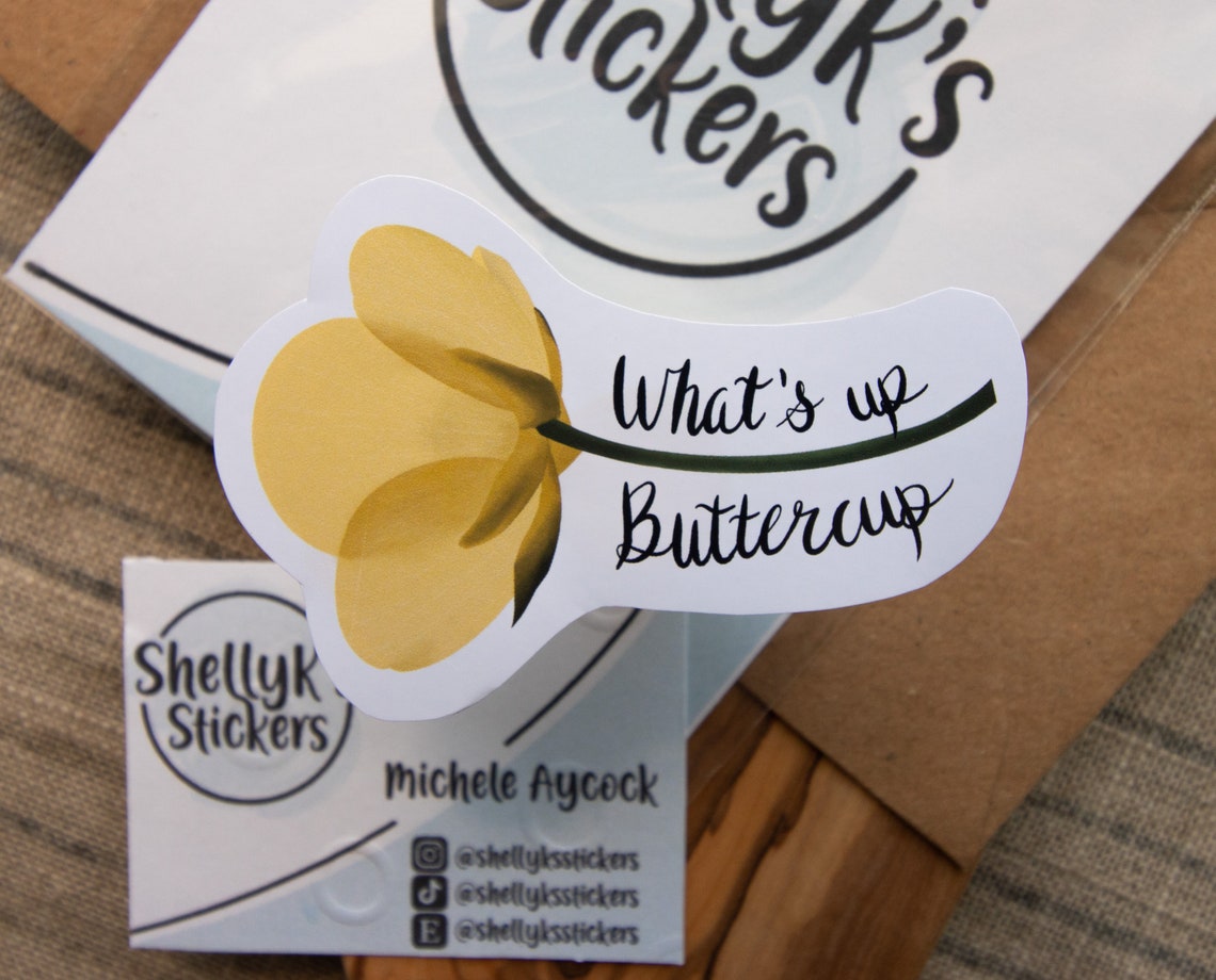 Buttercup Flower Sticker, Buttercup Pun Sticker, Flower Vinyl Sticker ...