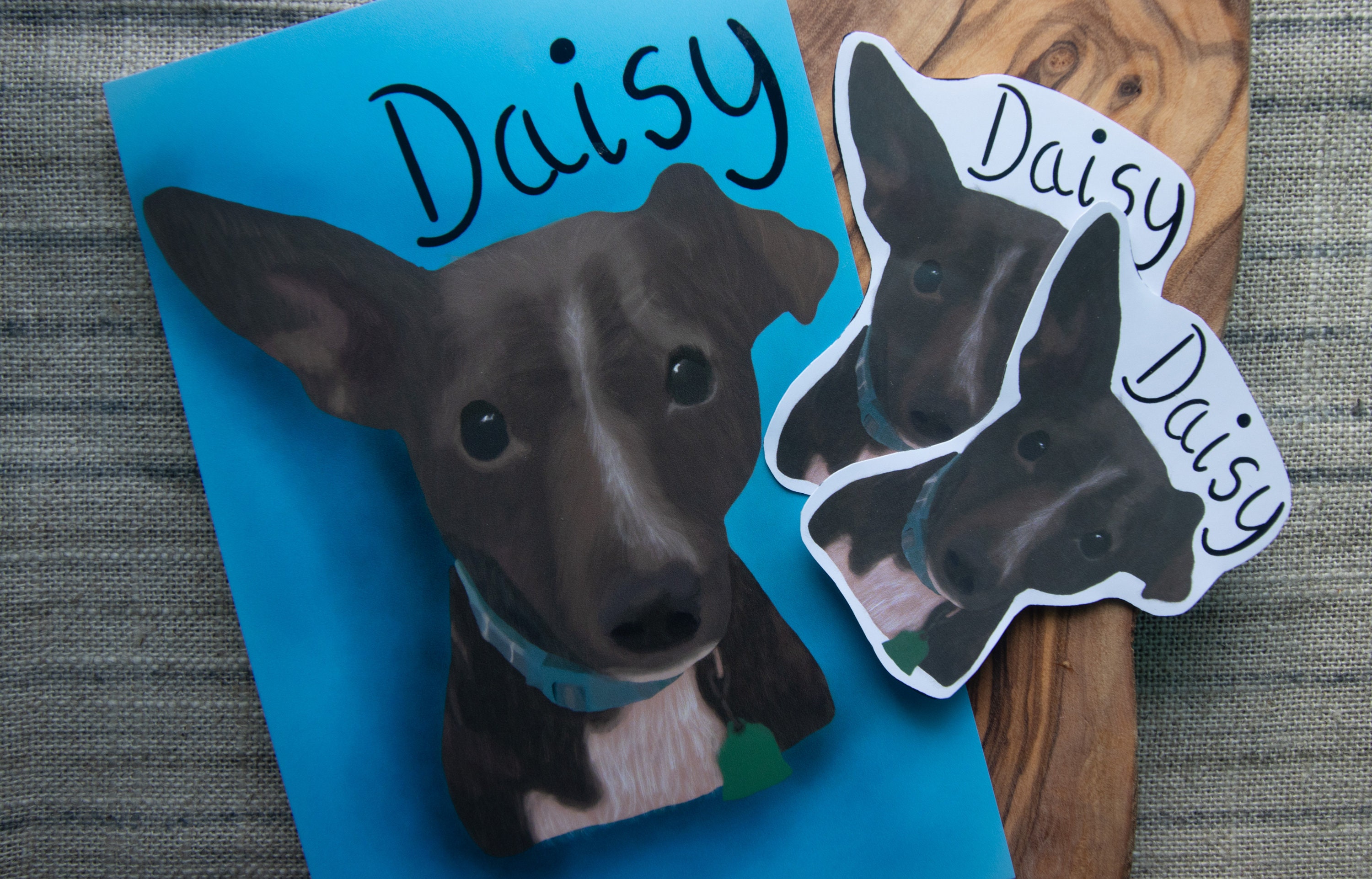 Dog Portrait, Dog Sticker, Custom Order, Dog Print, Vinyl Sticker ...