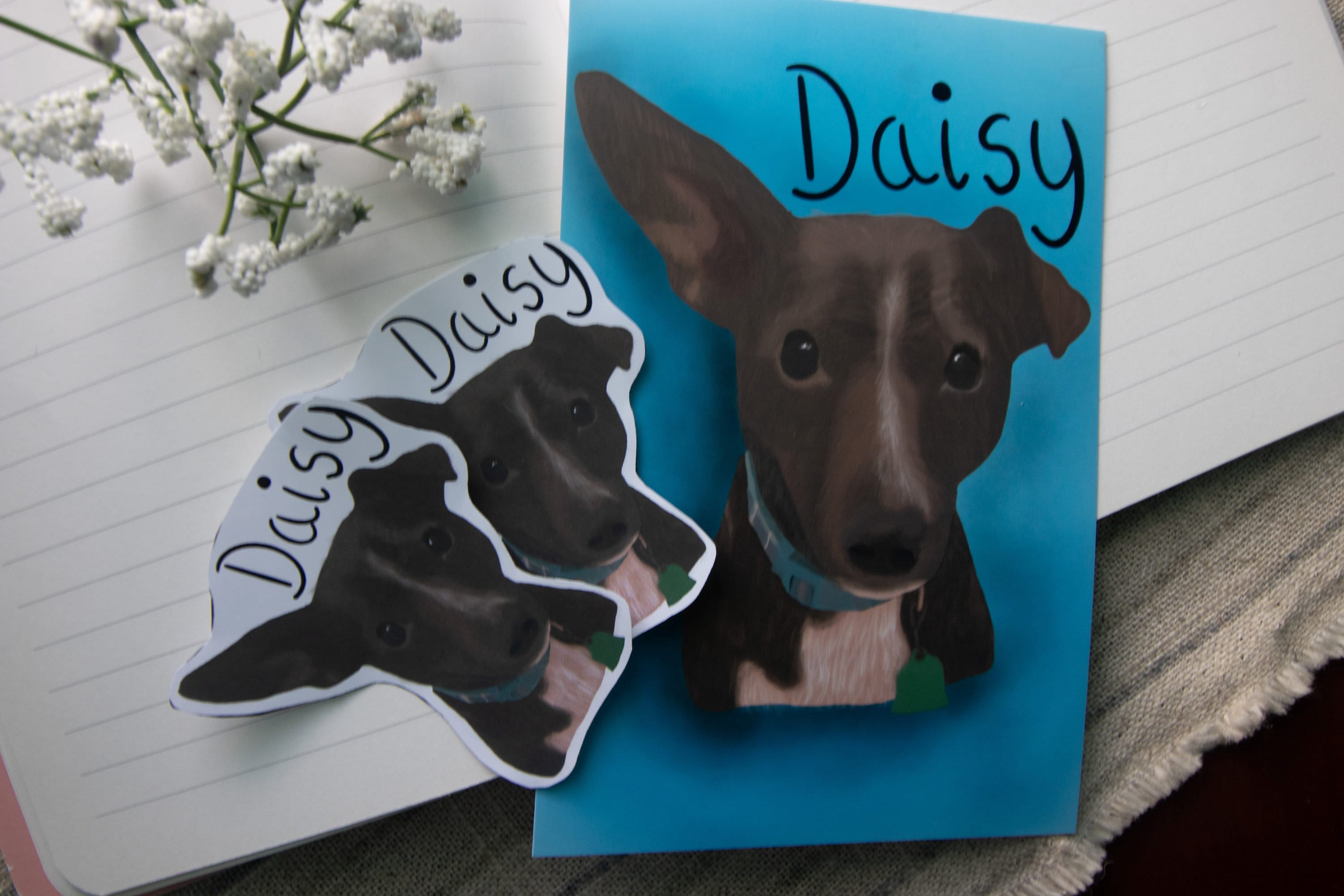 Dog Portrait, Dog Sticker, Custom Order, Dog Print, Vinyl Sticker ...