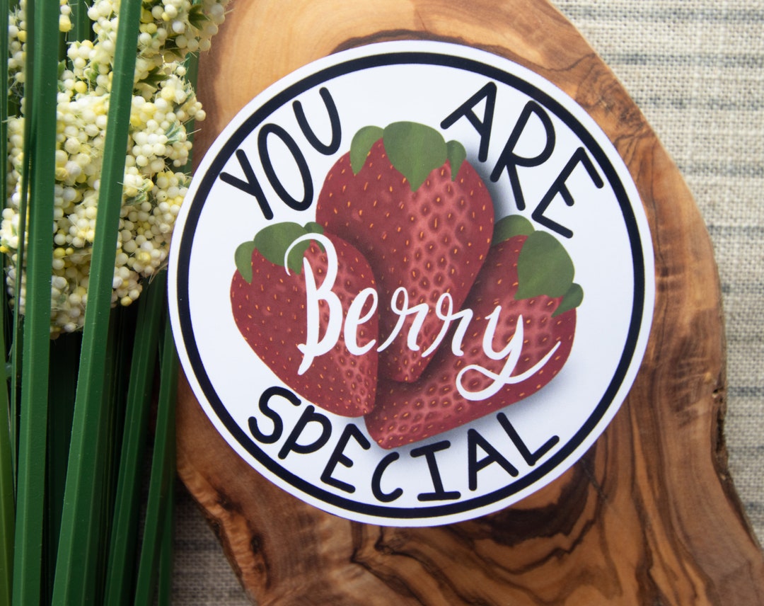 Berry Pun Sticker, Strawberry Sticker, Circle Sticker, Red Sticker ...