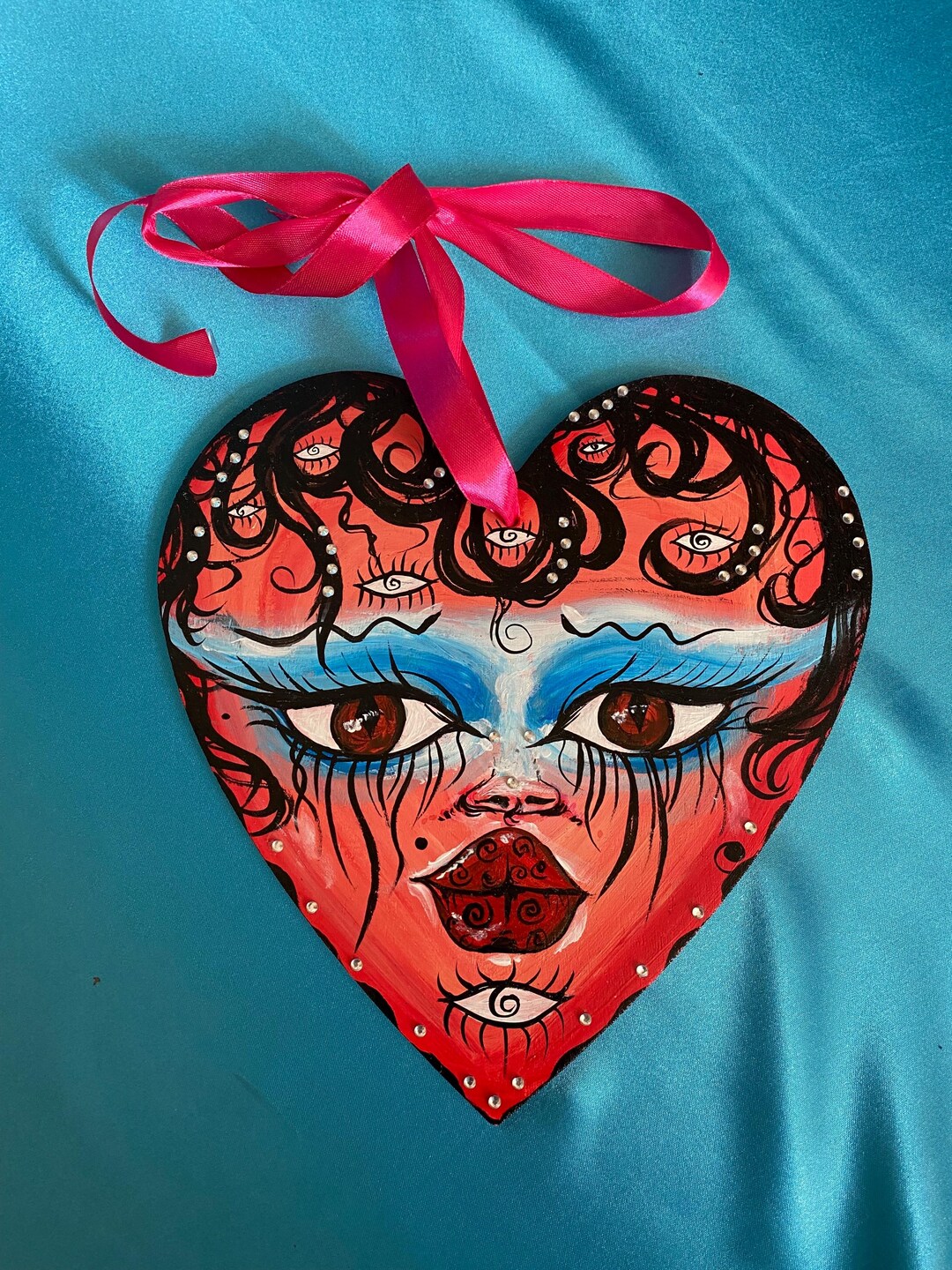 Flapper Girl Heart Head Painting: Valentine's Day Surrealist Wall Art ...