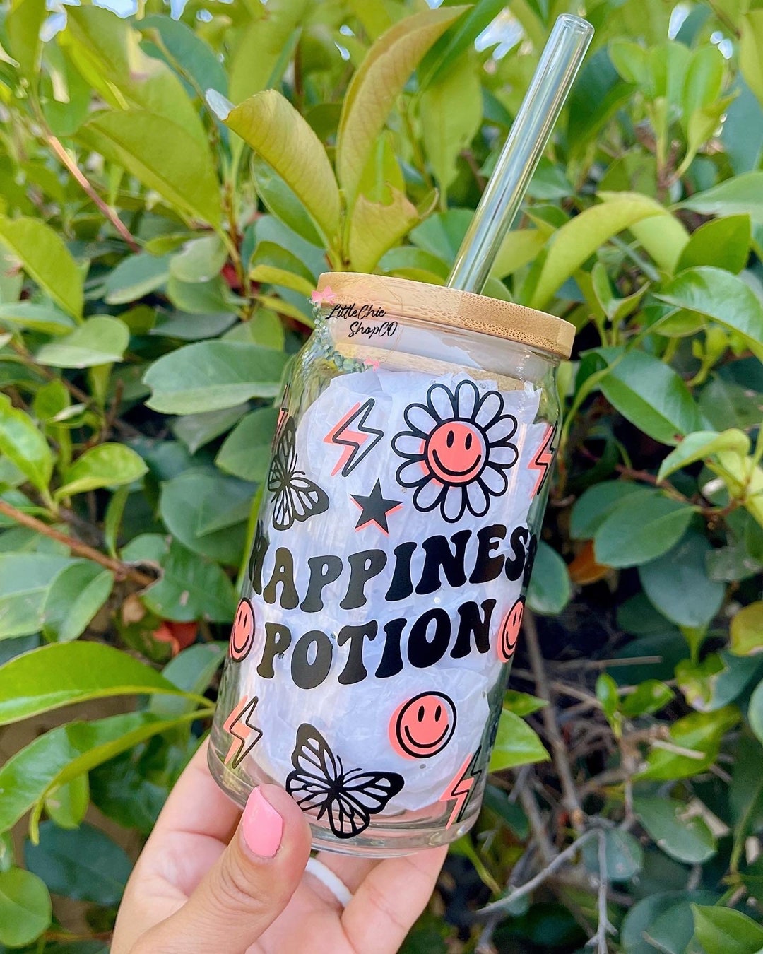 Affirmation Glass Cup | Coffee Glass Cup | Smiley Face Cup | Happiness ...