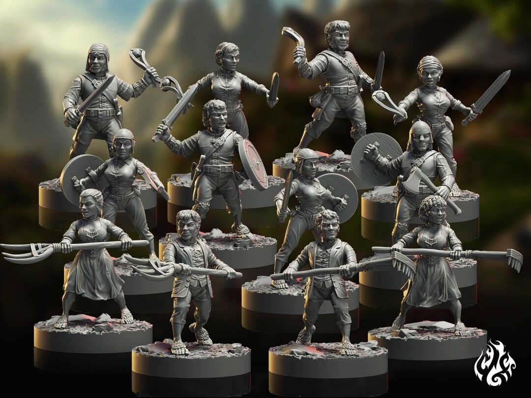 Hobbit Armed Peasants Miniature for Fantasy Rpg Tabletop Games, 28-32 ...