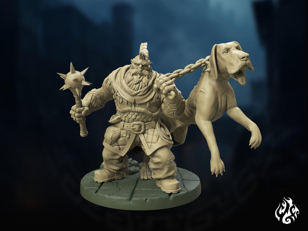 Houndmaster Dwarf | RPG Miniatures for Dnd Tabletop Wargames | 32 Mm ...