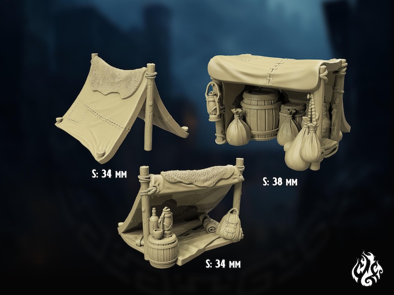 Tents | RPG Terrain Pieces and Props for Dnd Tabletop Wargame| 32 Mm ...