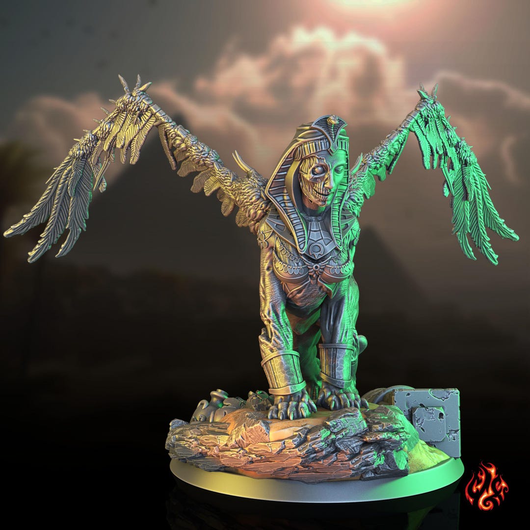 Undead Sphinx Miniature for Fantasy Rpg Tabletop Games, 28-32 Mm Scale ...