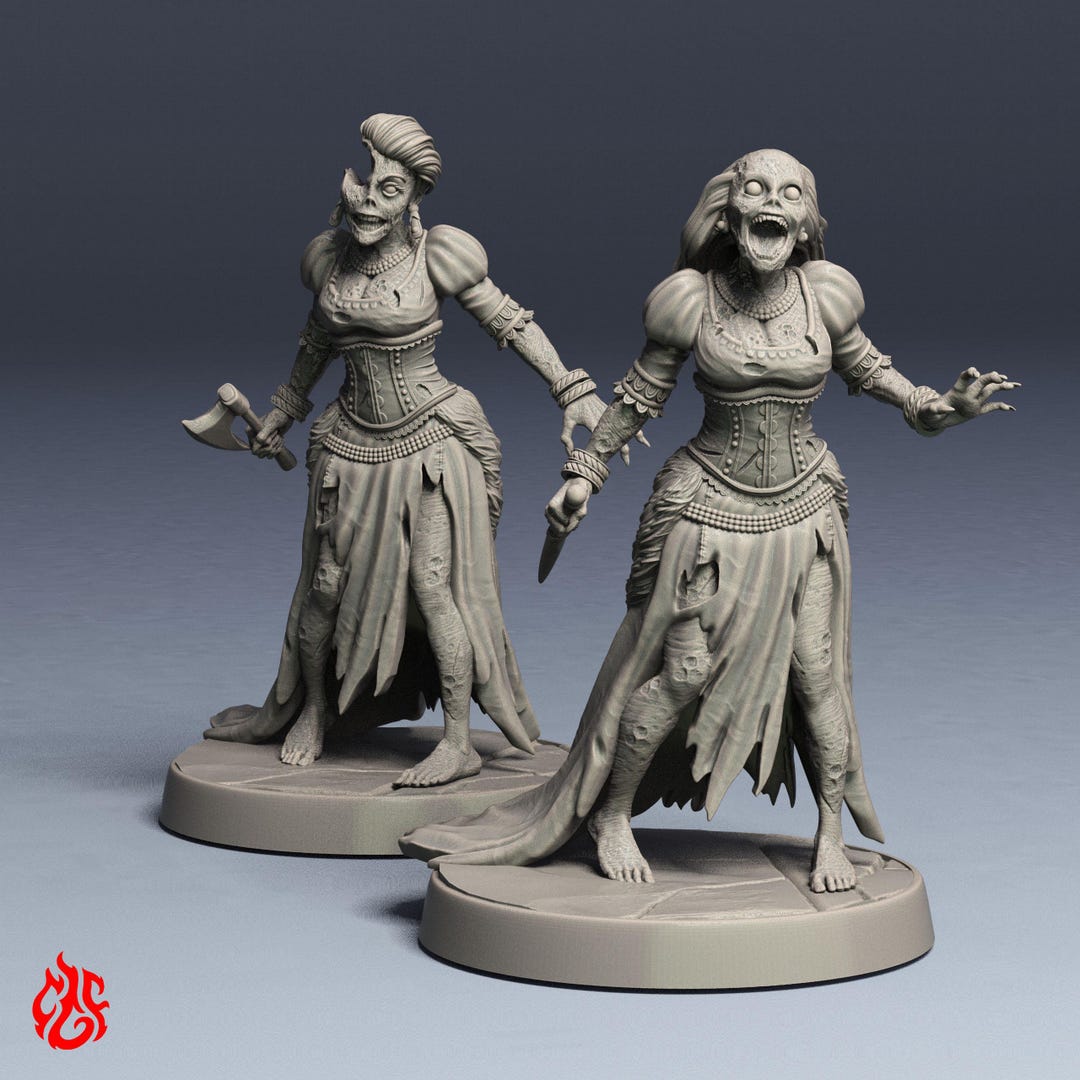 Mourners, Female Zombies | RPG Miniatures for Dnd Tabletop Wargames ...