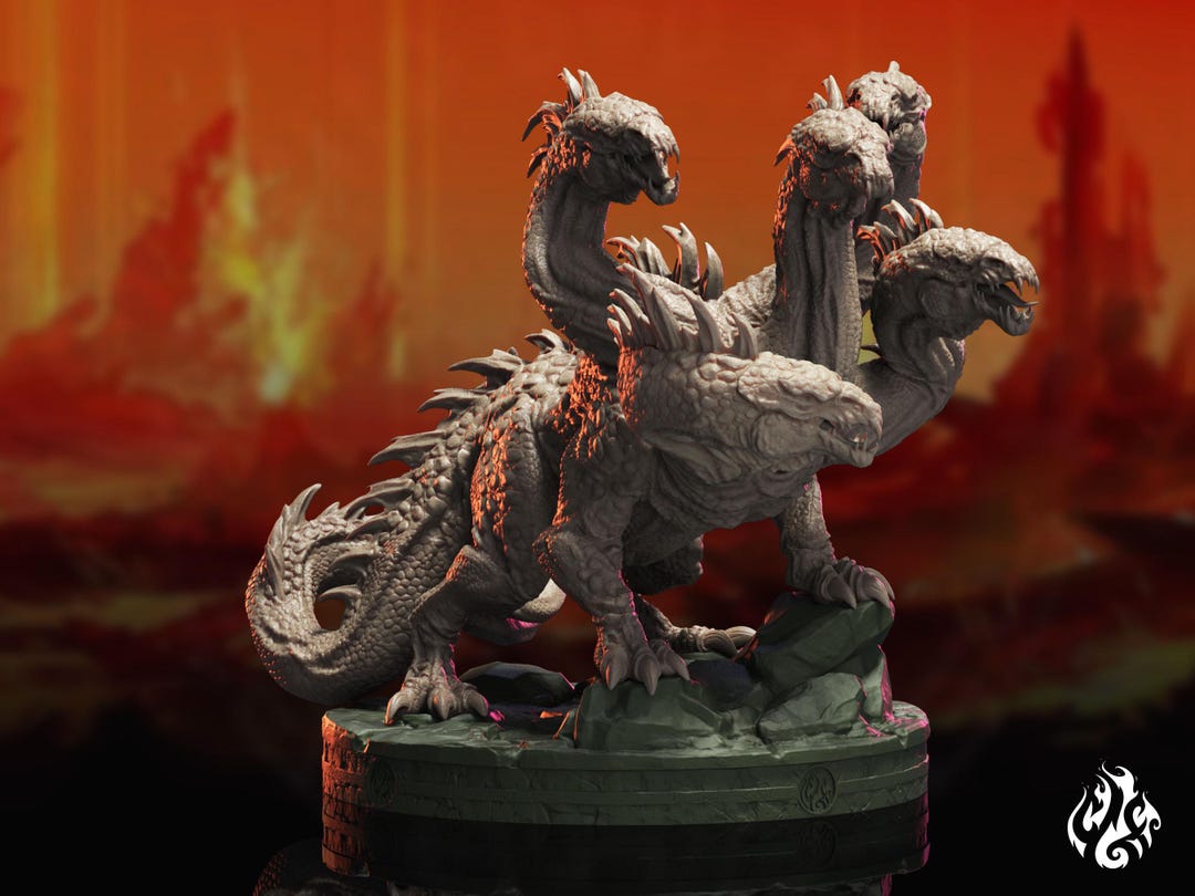 Pyrohydra | RPG Miniatures for Dnd Tabletop Wargames | 32 Mm Scale ...