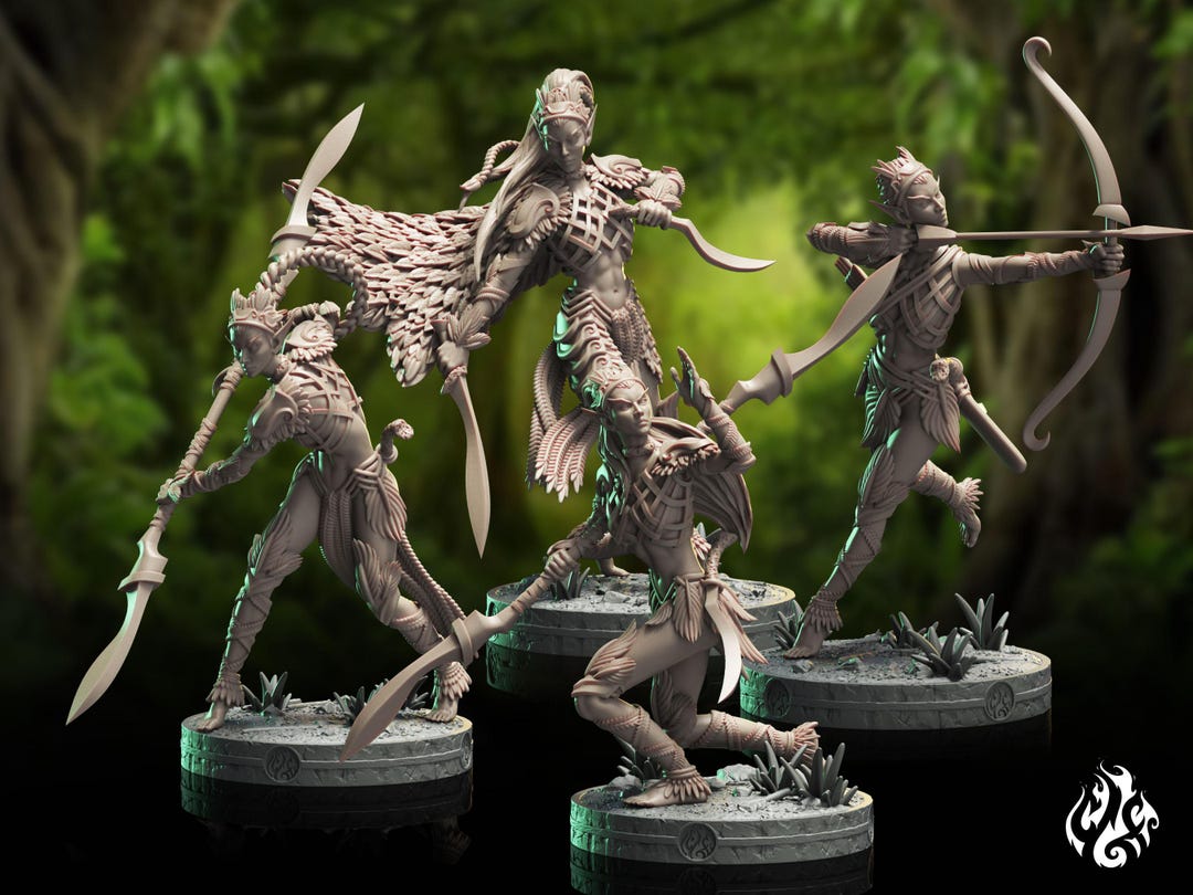 Wood Elf Hunters | RPG Miniatures for Dnd Tabletop Wargames | 32 Mm ...
