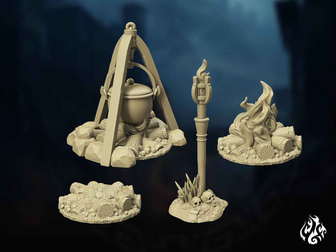 Campfires | RPG Terrain Pieces and Props for Dnd Tabletop Wargame| 32 ...