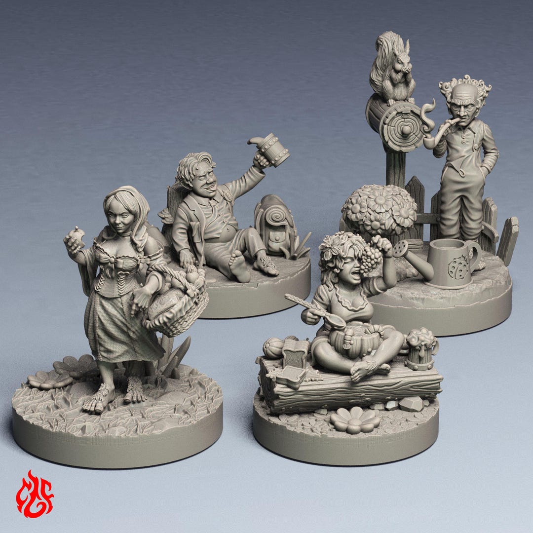 Halfling Commoners | RPG Miniatures for Dnd Tabletop Wargames | 32 Mm ...
