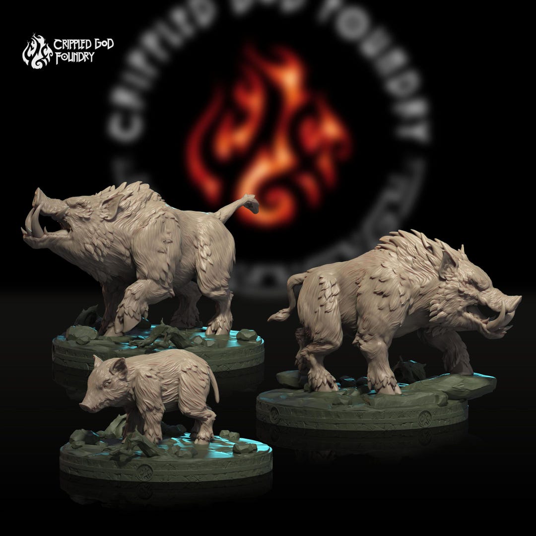 Wild Boars | Miniature for Fantasy Rpg Tabletop Games, 28-32 Mm Scale ...