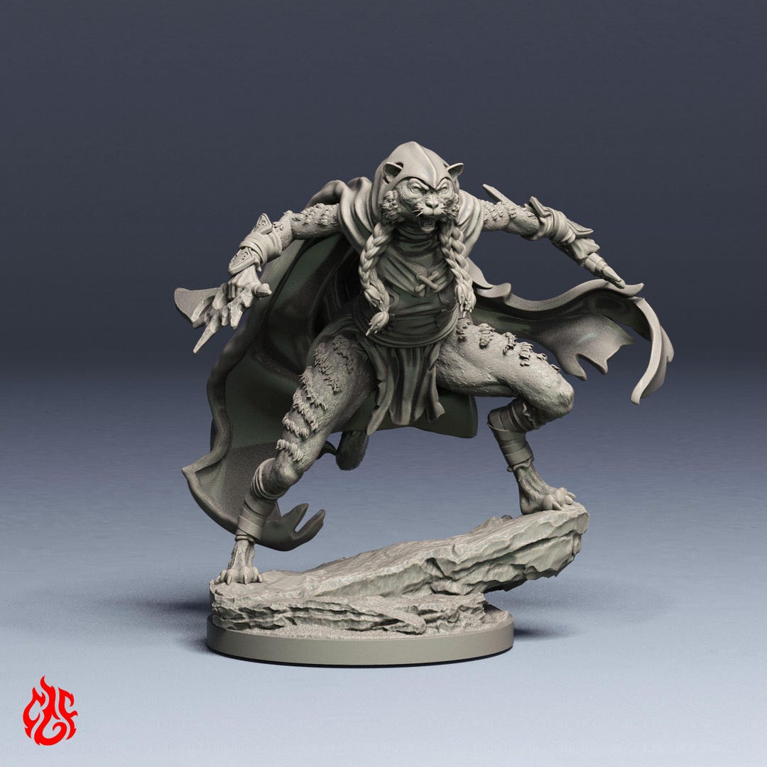 Neya, Tigerfolk Hunter | RPG Miniatures for Dnd Tabletop Wargames | 32 ...
