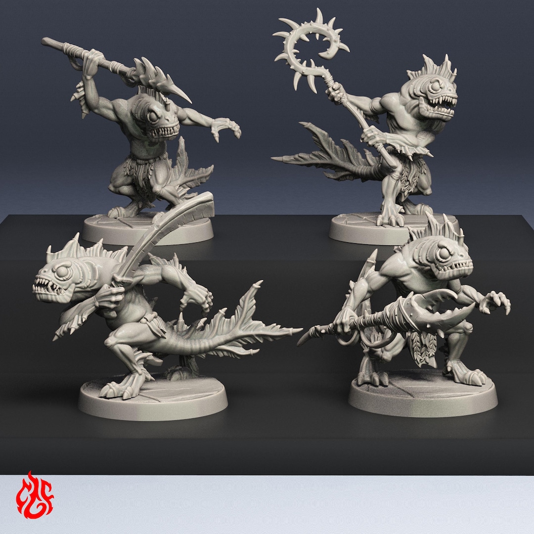 Kuo Toa Tideborn Warriors | RPG Miniatures for Dnd Tabletop Wargames ...