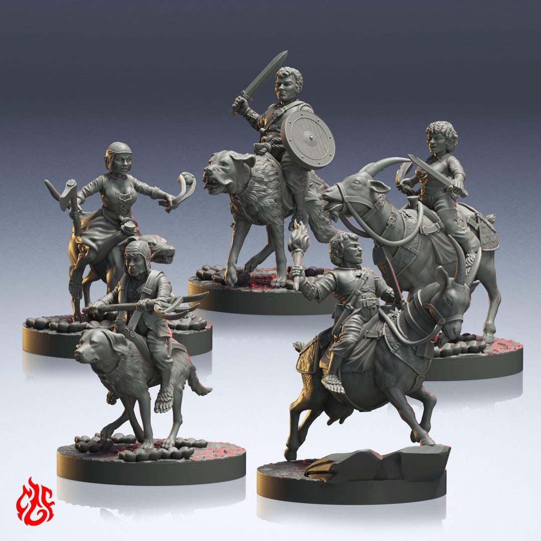 Mounted Hobbits | RPG Miniatures for Dnd Tabletop Wargames | 32 Mm ...