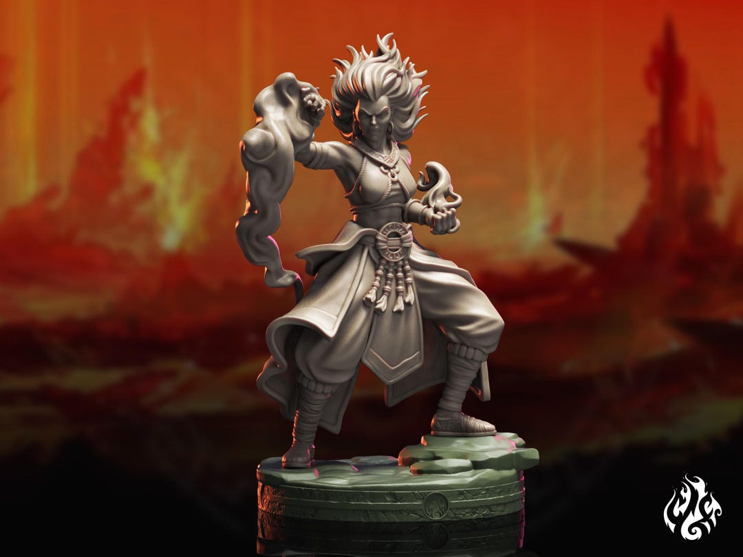 Cinder, Fire Genasi Monk | RPG Miniatures for Dnd Tabletop Wargames ...