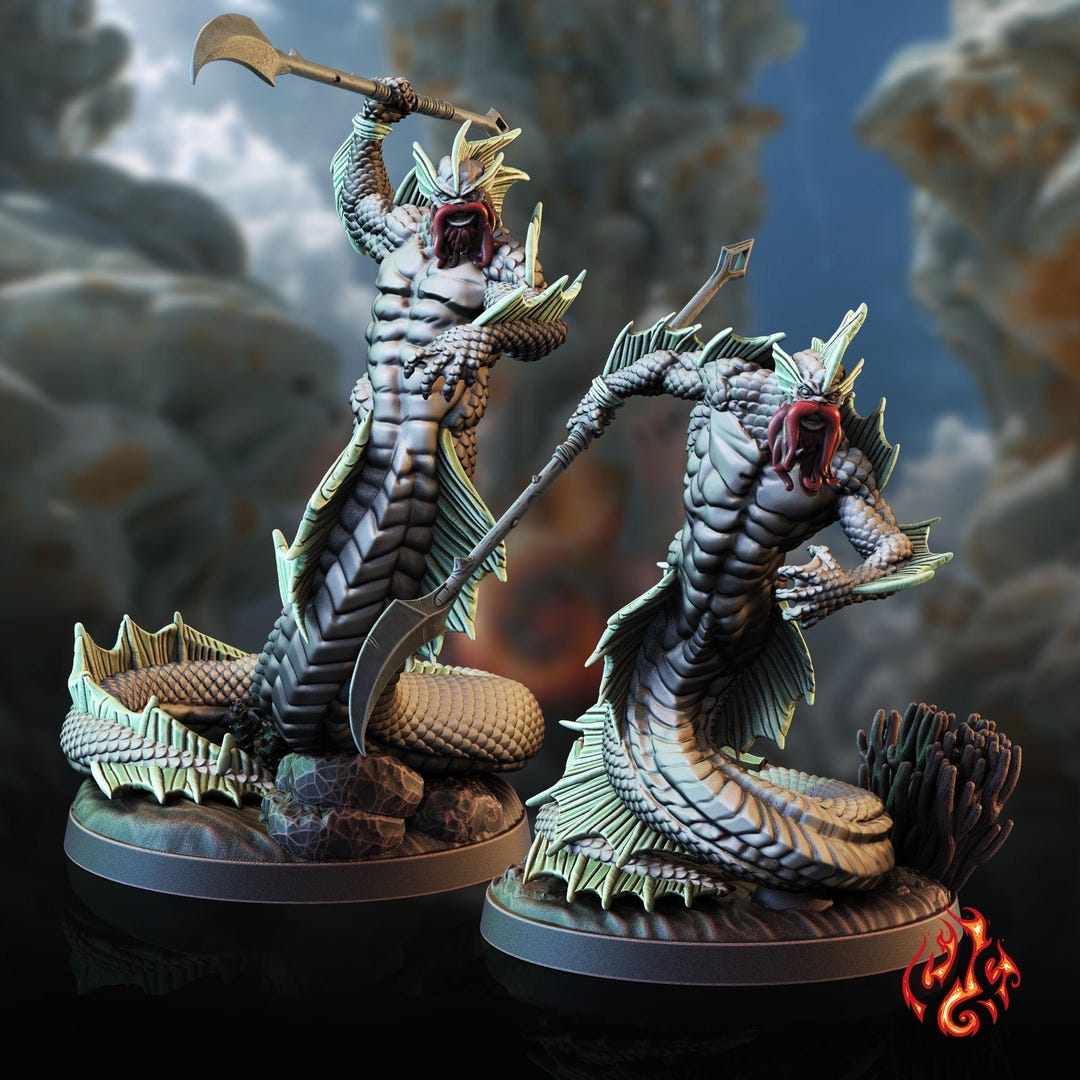 Merrow Warriors | Miniature for Fantasy Rpg Tabletop Games, 28-32 Mm ...