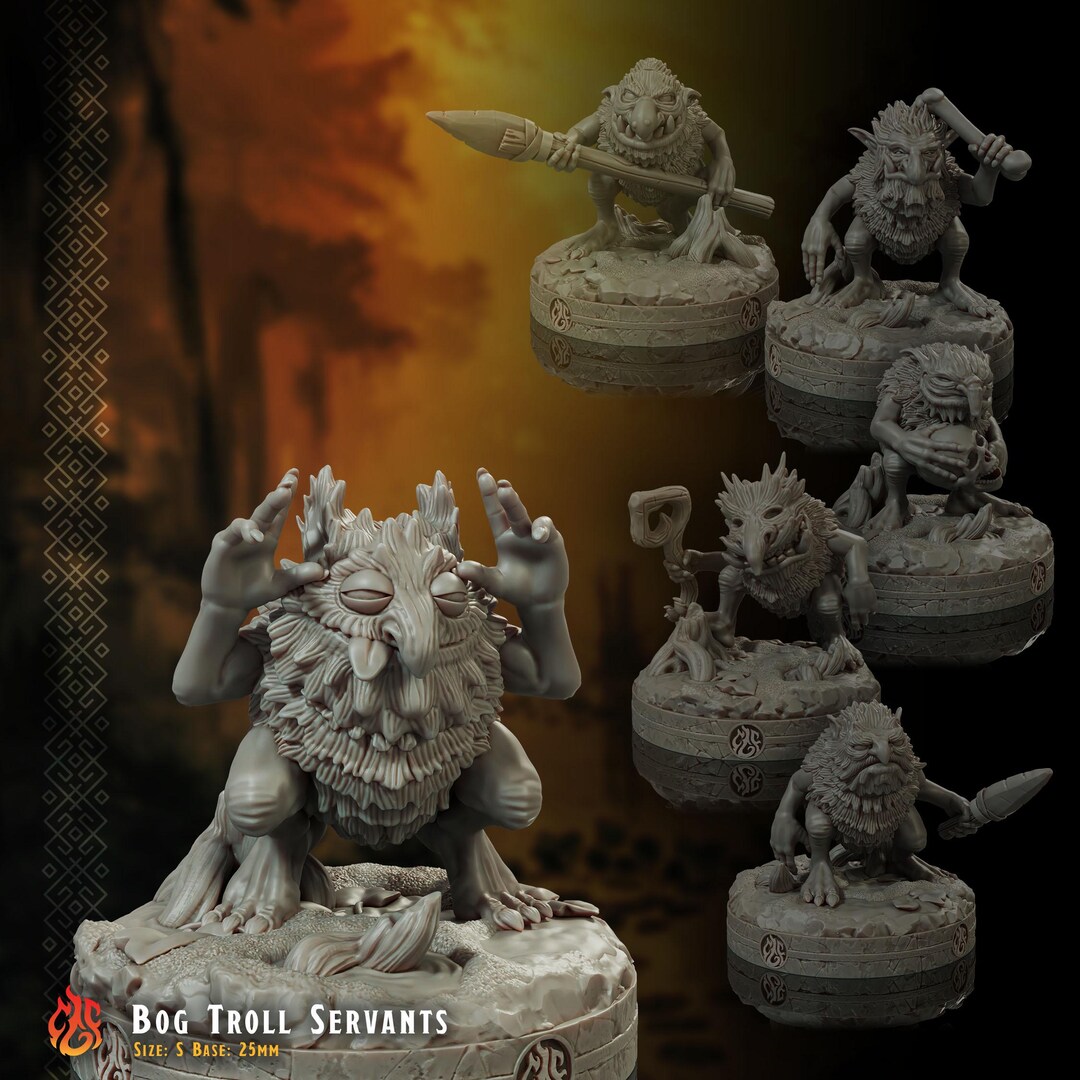 Bog Troll Servants Miniature: 32 Mm Scale RPG, Tabletop Game | F922 - Etsy